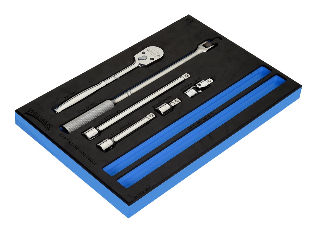 6 PIECE 1/2" DRIVE RATCHET AND DRIVE TOOL SET IN 1/3 FOAM DRAWER INSET ...
