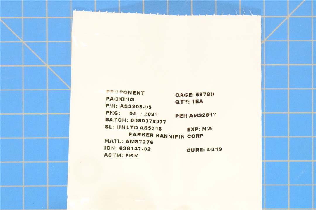 AS3208-05 - O-RING, FLUOROCARBON, NEW SURPLUS, SOLD PER EACH - AVBOX US